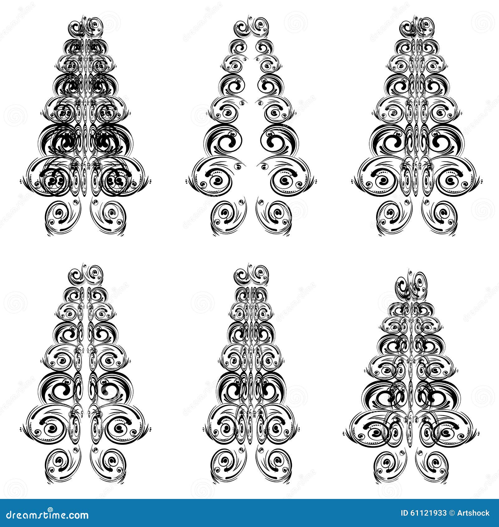 Swirls Floral Christmas Tree Stock Vector - Illustration of decor ...