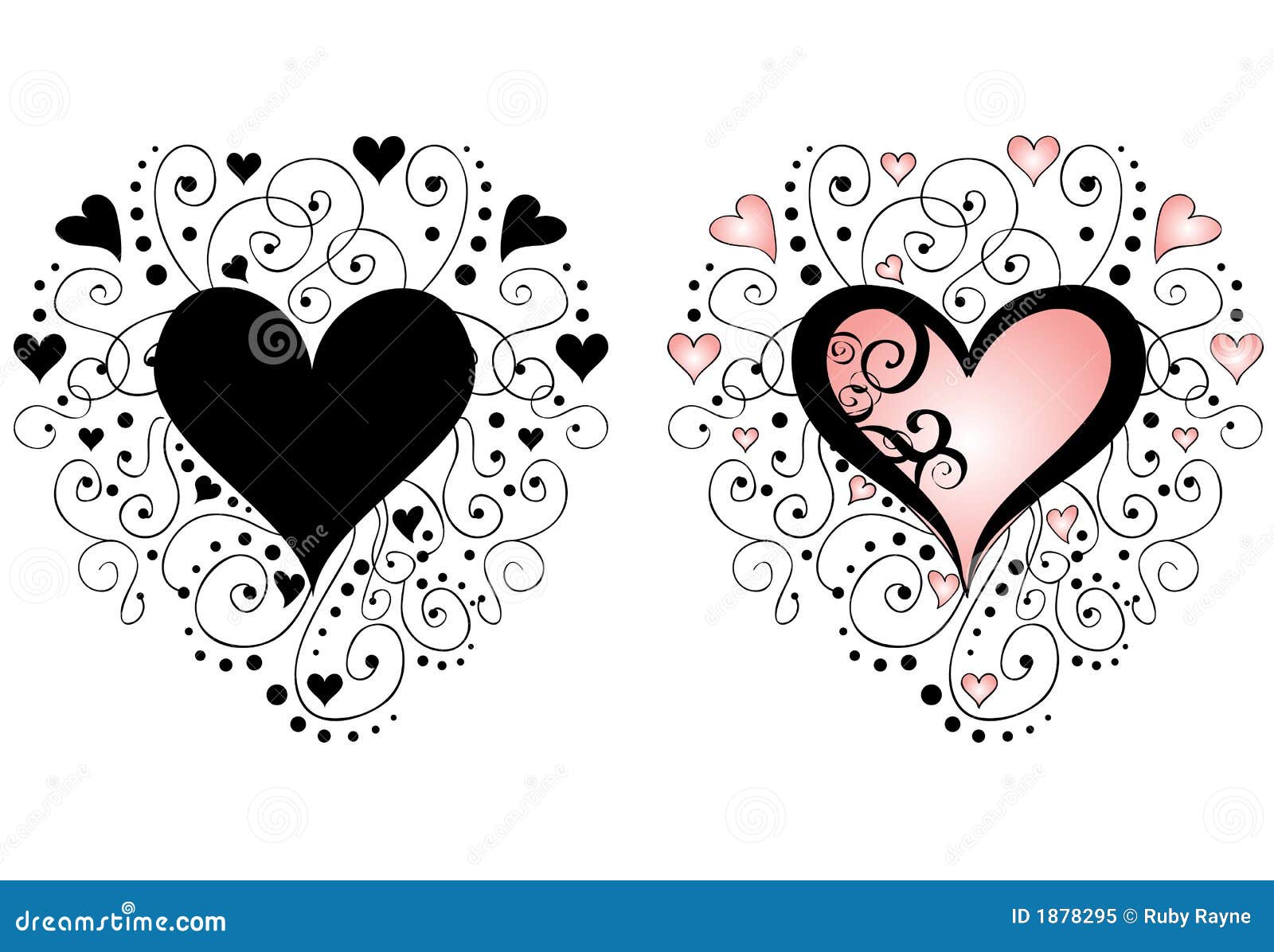 Swirls & Hearts [VECTOR] Stock Vector - Illustration of design, floral ...