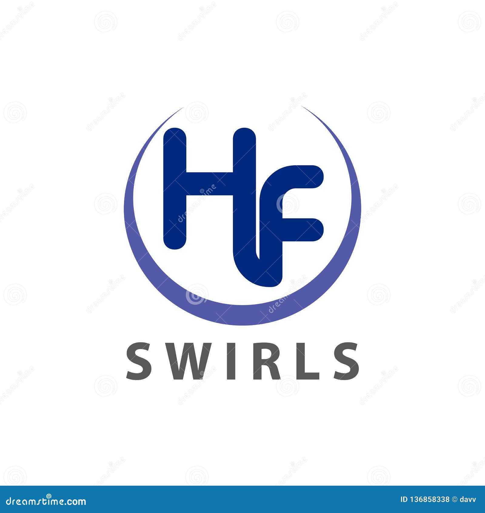 Swirls Initial Letter HF Logo Concept Design. Symbol Graphic Template ...