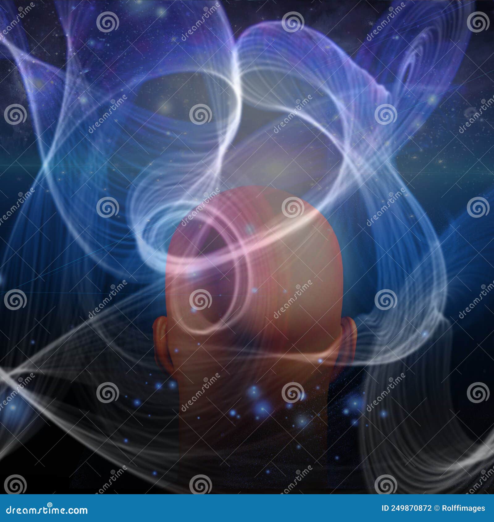 Swirls of Lights and Man Head Stock Illustration - Illustration of head ...