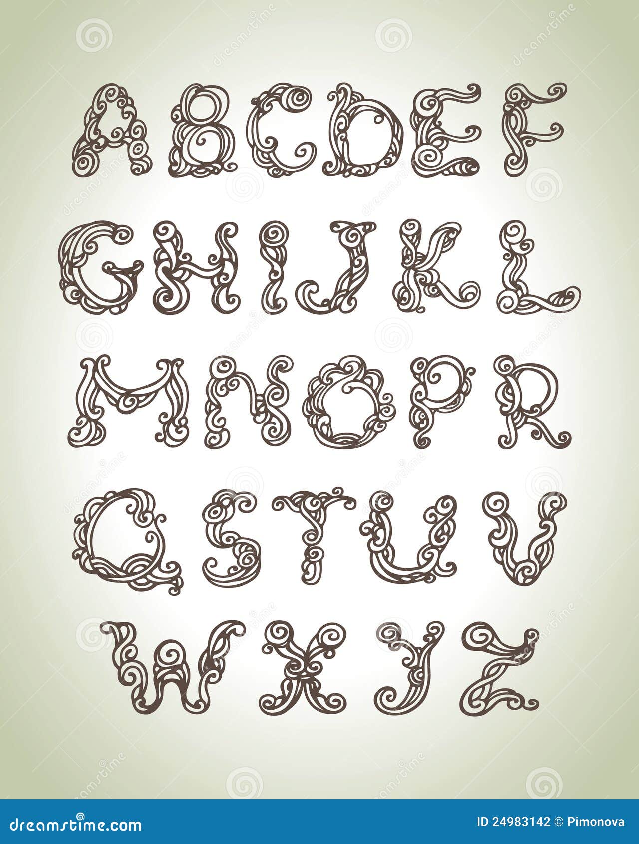 Swirly alphabet stock illustration. Illustration of book - 24983142