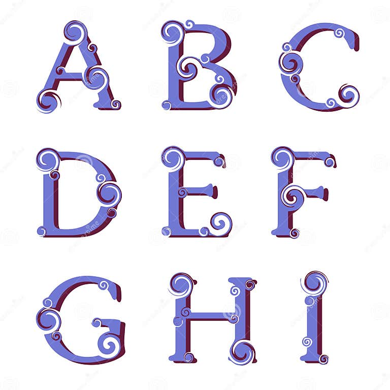 Swirly alphabet, vector stock vector. Illustration of elegance - 80550781