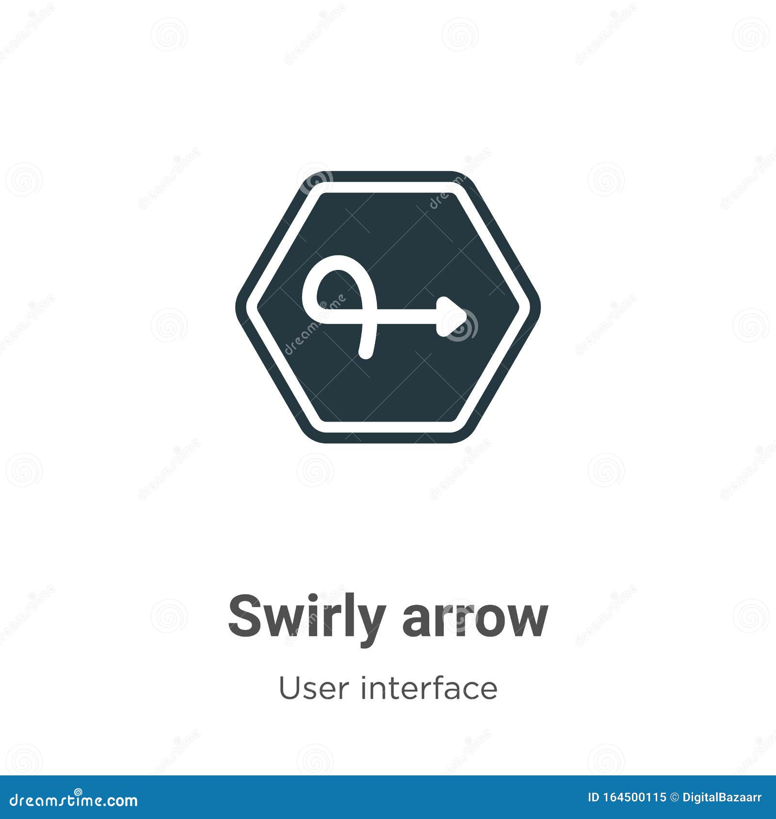 Swirly Arrow Vector Icon on White Background. Flat Vector Swirly Arrow ...