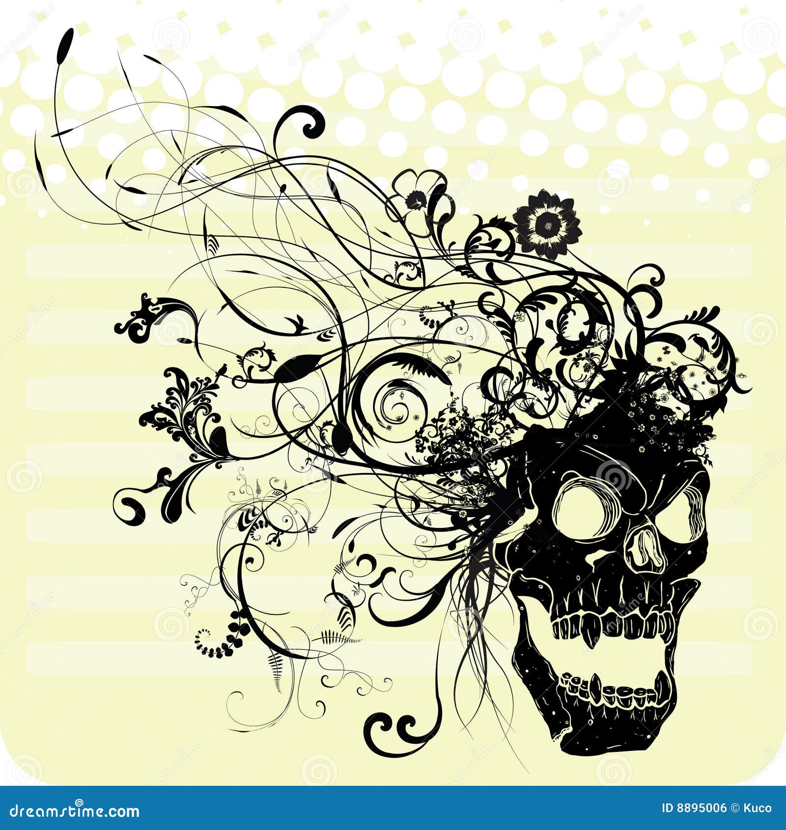 Swirly and curly skull stock vector. Illustration of dream - 8895006