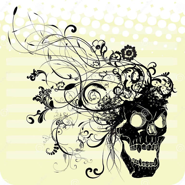 Swirly and curly skull stock vector. Illustration of dream - 8895006
