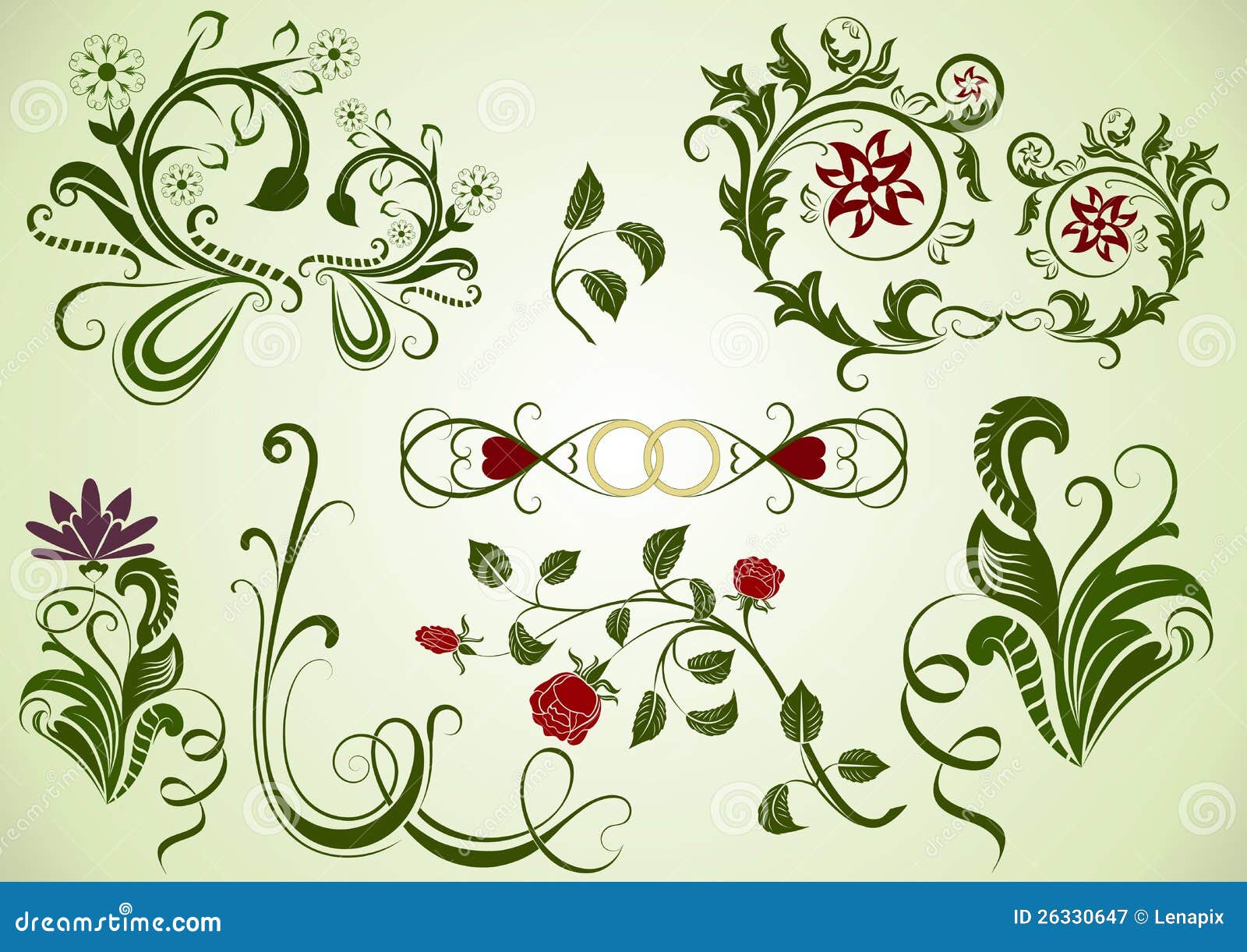 Swirly Floral Design Elements. Stock Vector - Illustration of ...