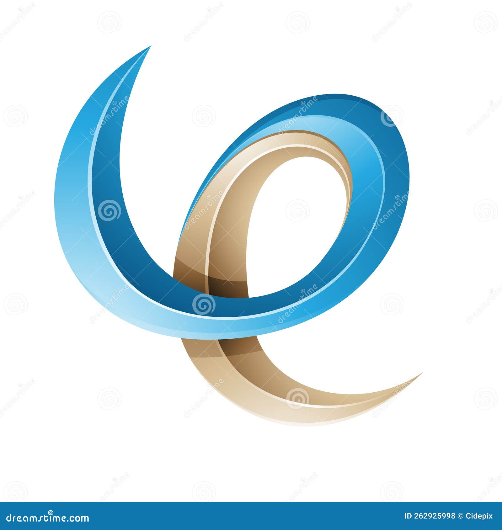 Swirly Glossy Embossed Letter E in Blue and Beige Stock Vector ...