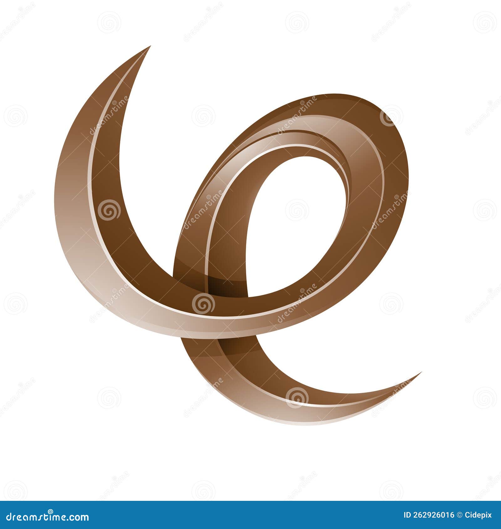 Swirly Glossy Embossed Letter E in Brown Stock Vector - Illustration of ...