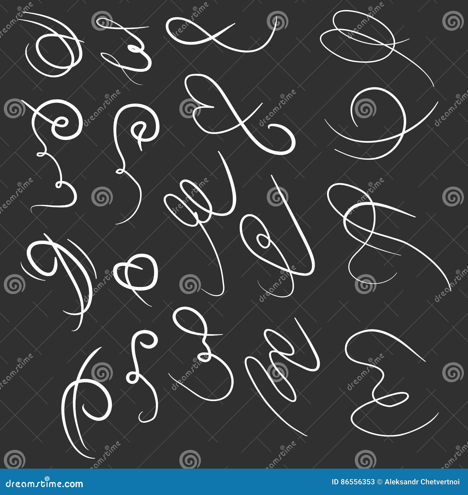 Swirly Line Curl Patterns Isolated Stock Illustration Illustration Of