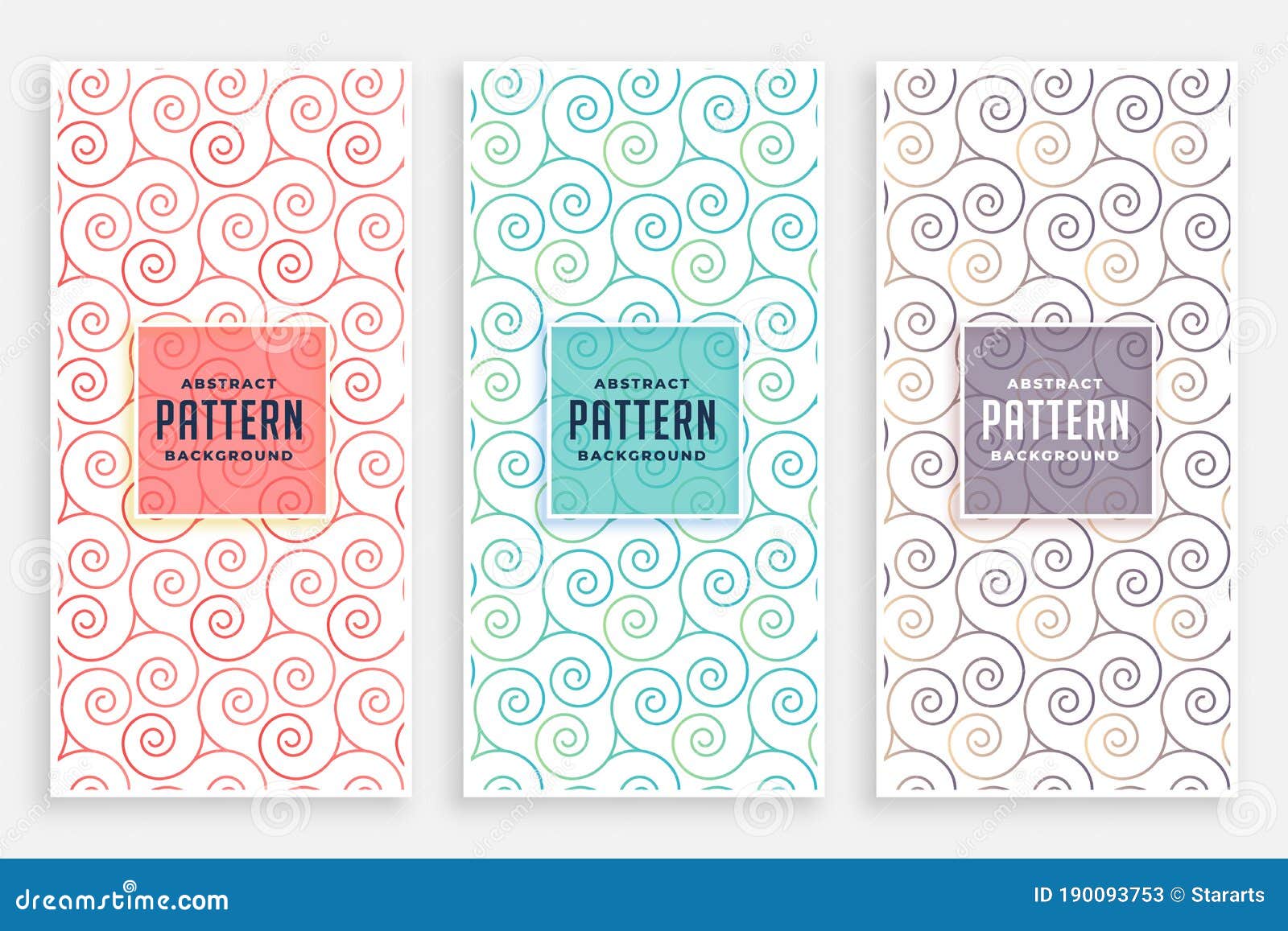 Swirly Patterns Set of Three Colors Design Stock Vector - Illustration ...