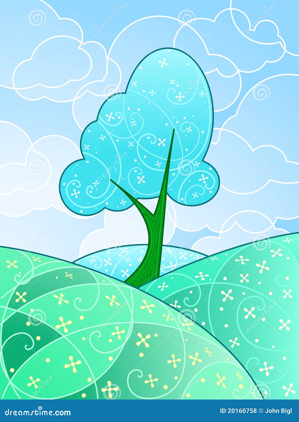 Swirly spring landscape stock vector. Illustration of nature - 20160758