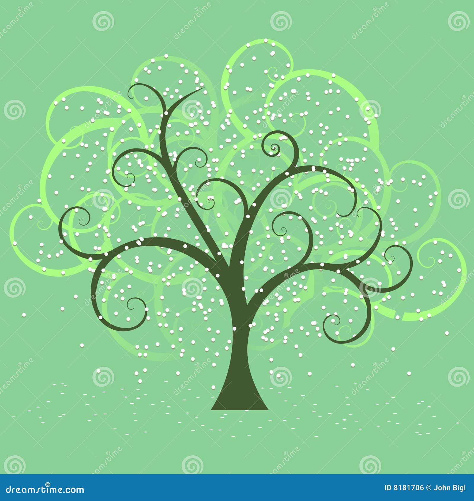 Swirly tree in spring stock vector. Illustration of bloom - 8181706