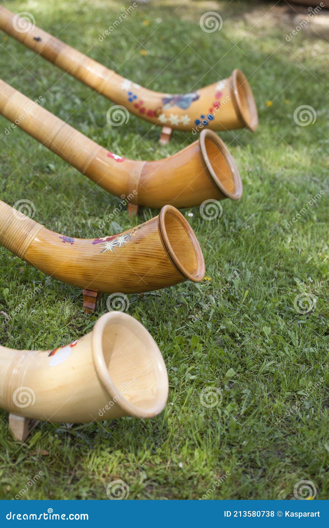 Swiss Alphorns Traditional Musical Instruments Stock Photo - Image of ...