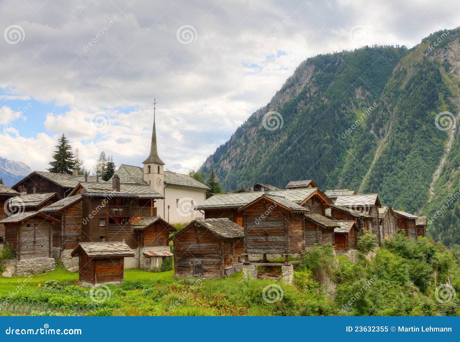 Swiss Alpine Settlement Blatten, Switzerland Stock Image - Image of ...