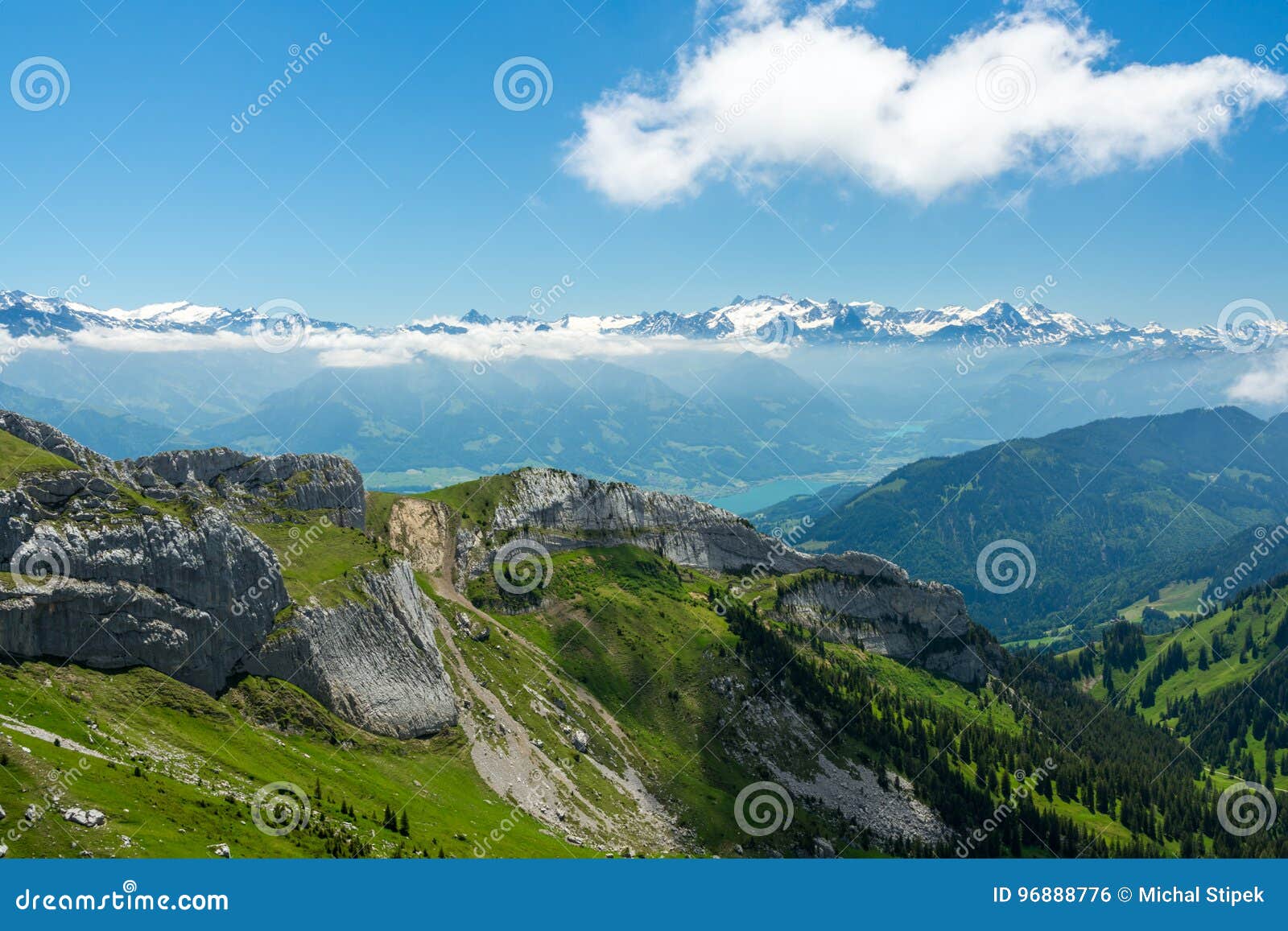 Swiss Alps above clouds stock photo. Image of alpine - 96888776