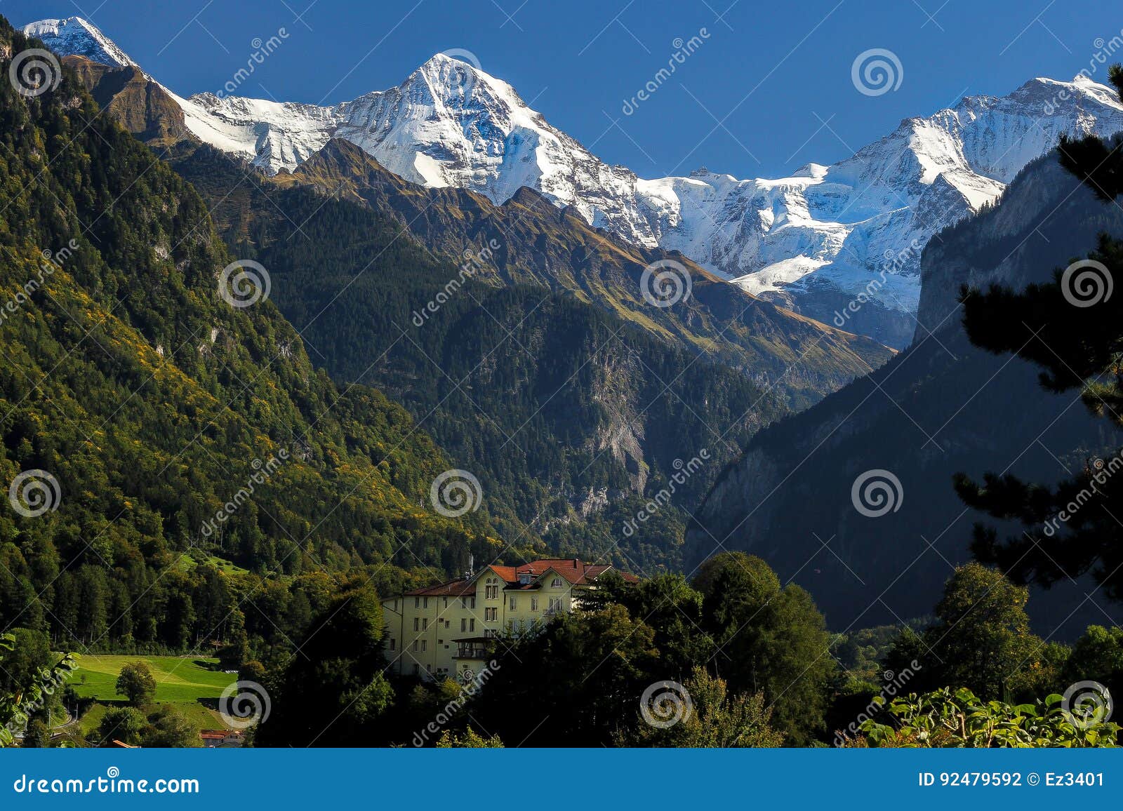 Swiss Alps Cliff, Mountains and Valley. Stock Photo - Image of ...
