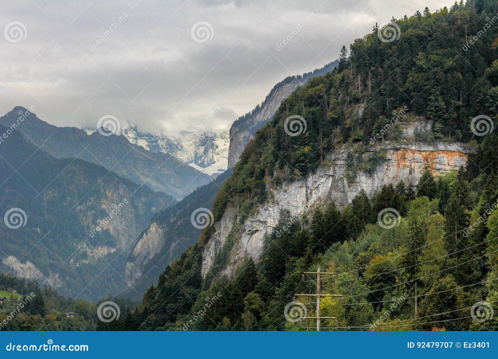 Swiss Alps Cliff, Mountains and Valley. Stock Image - Image of ...