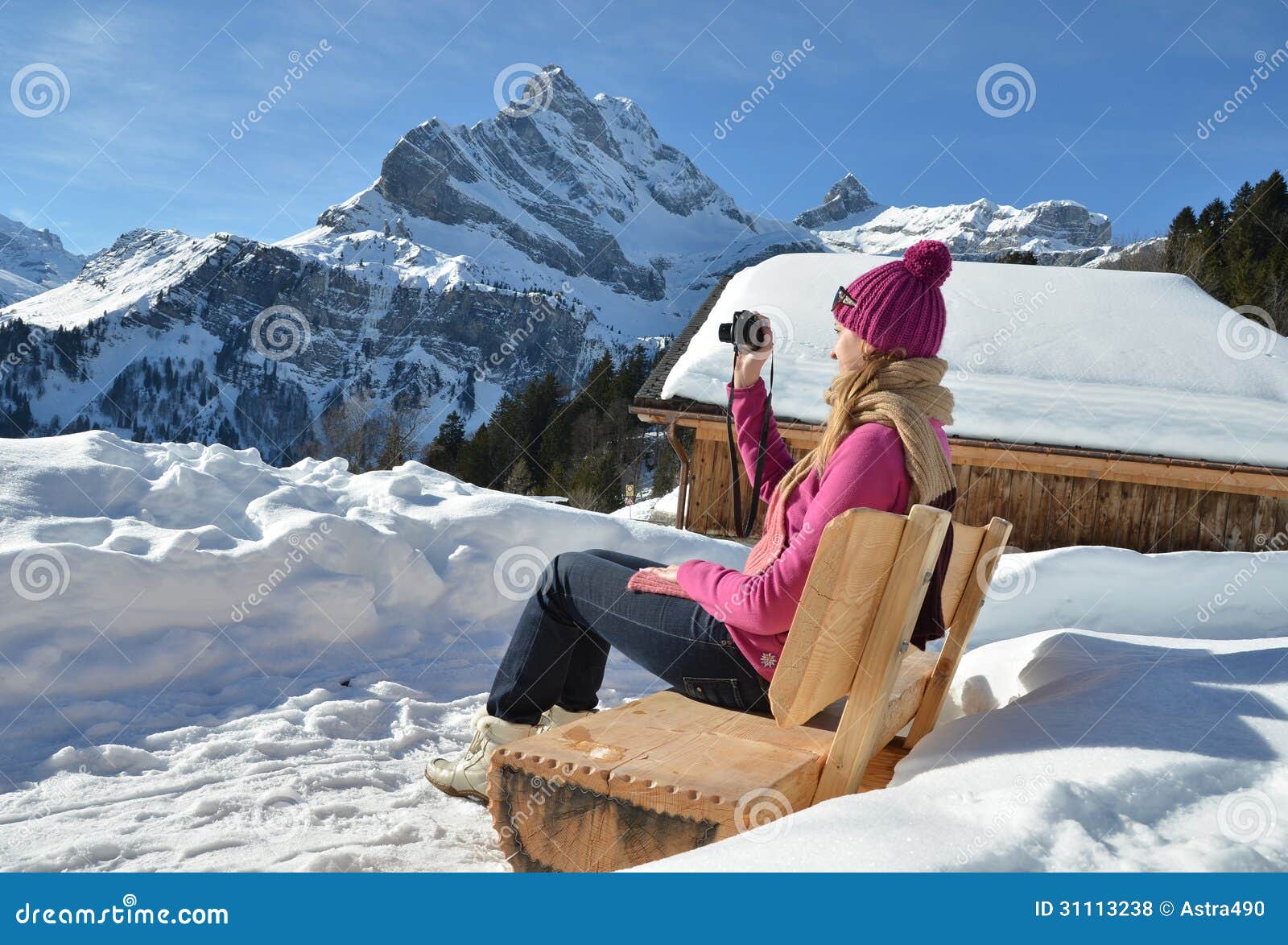Swiss Alps stock photo. Image of activity, snow, girl - 31113238
