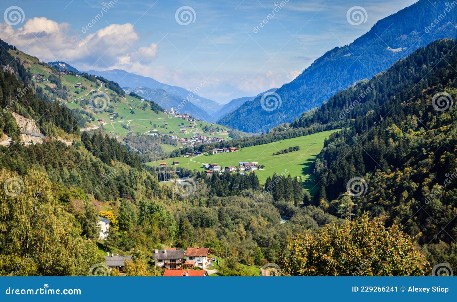 Swiss Alps valley stock image. Image of europe, swiss - 229266241