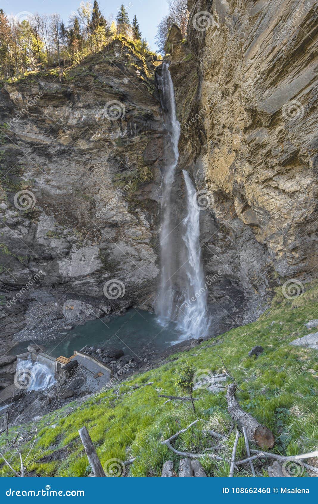 In Swiss alps stock photo. Image of waterfall, switzerland - 108662460