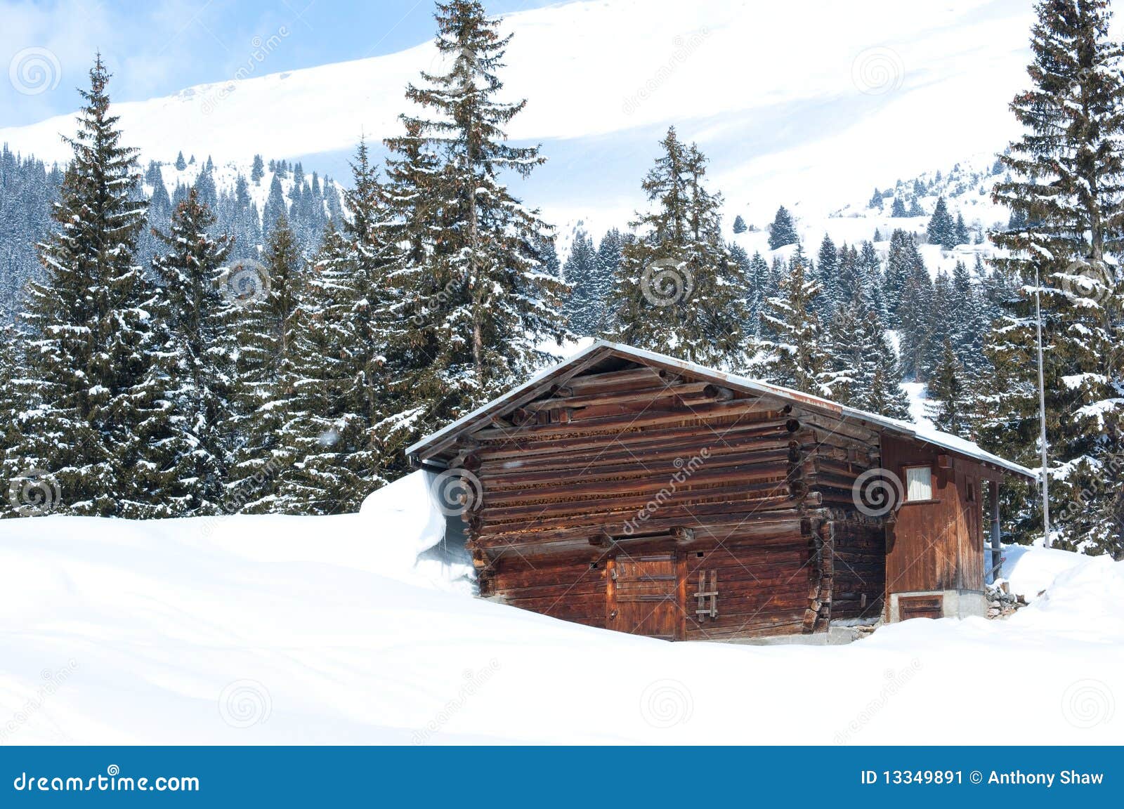 Swiss Barn in Winter stock image. Image of building, alps - 13349891