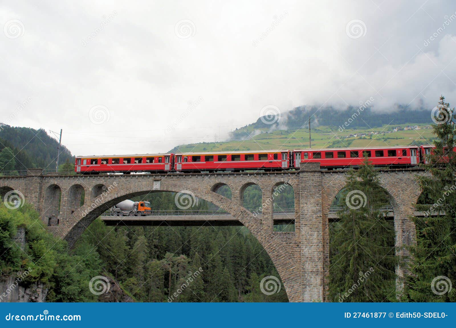Swiss Bridge and the Rhaetian Railway Stock Image - Image of ...