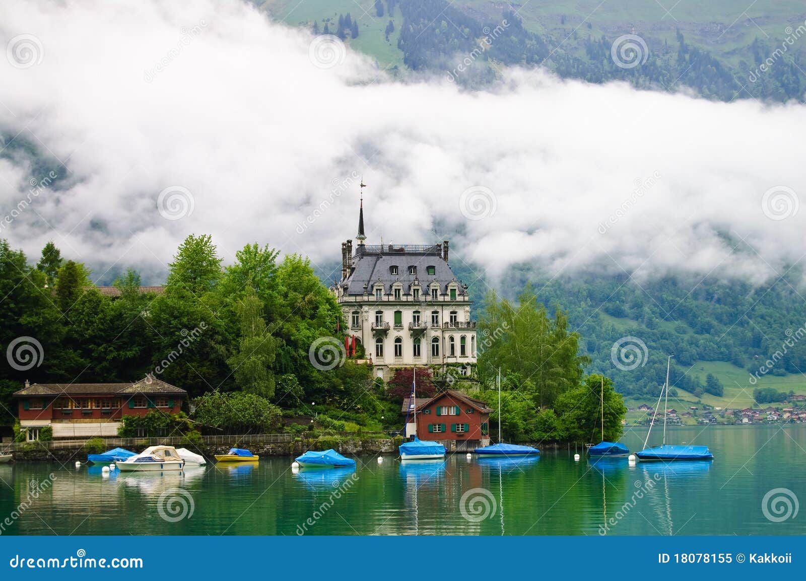 Swiss Castle by the Lakeside Stock Image - Image of side, countryside ...