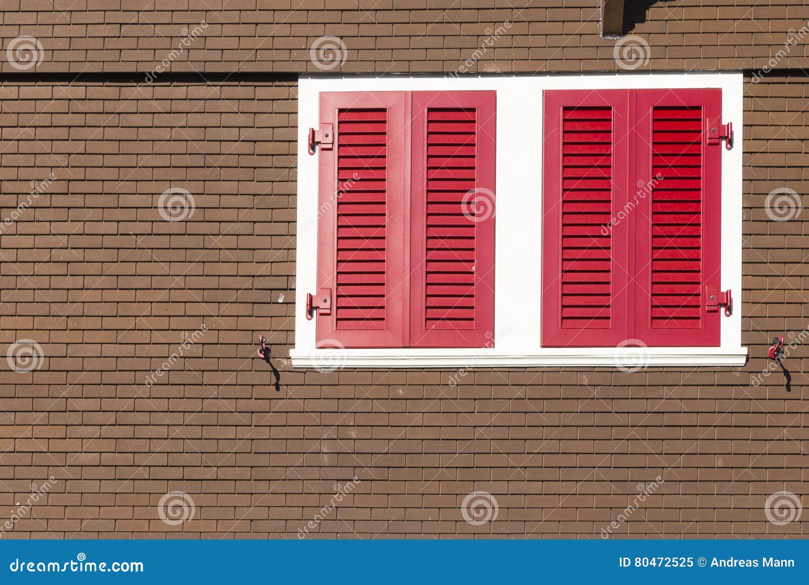 Swiss Chalet with Red Window Shutters Stock Image - Image of chalet ...
