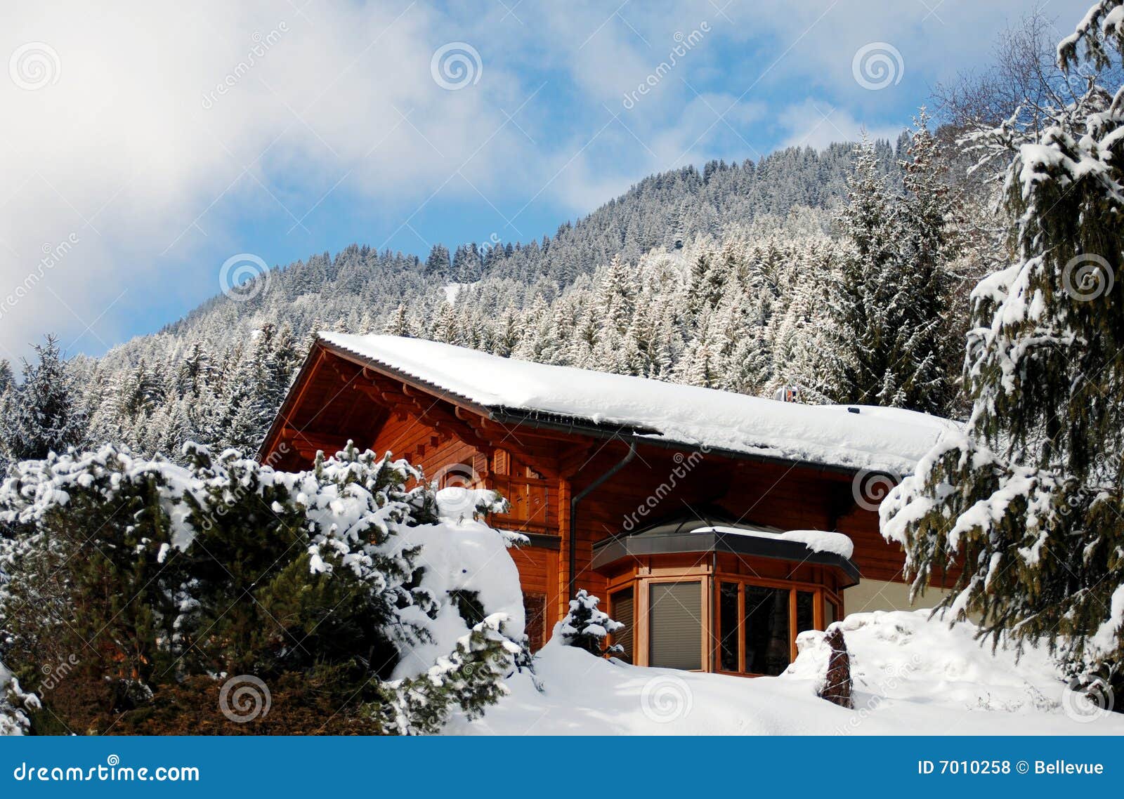 Swiss chalet in winter stock photo. Image of architecture - 7010258