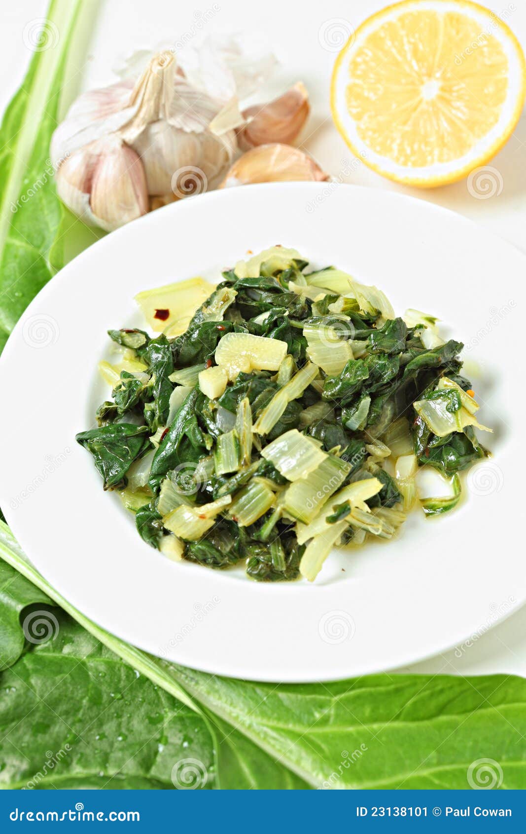 Swiss Chard with Garlic and Lemon Vertical Stock Image - Image of swiss ...