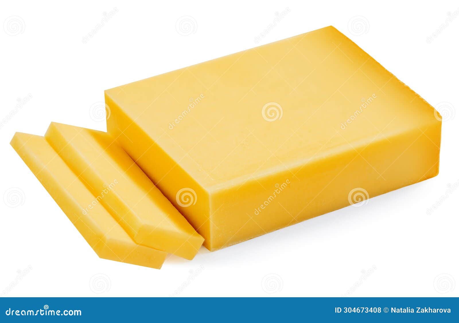 Swiss Cheese Brick Isolated on White Background. Comte Cheese Close Up ...