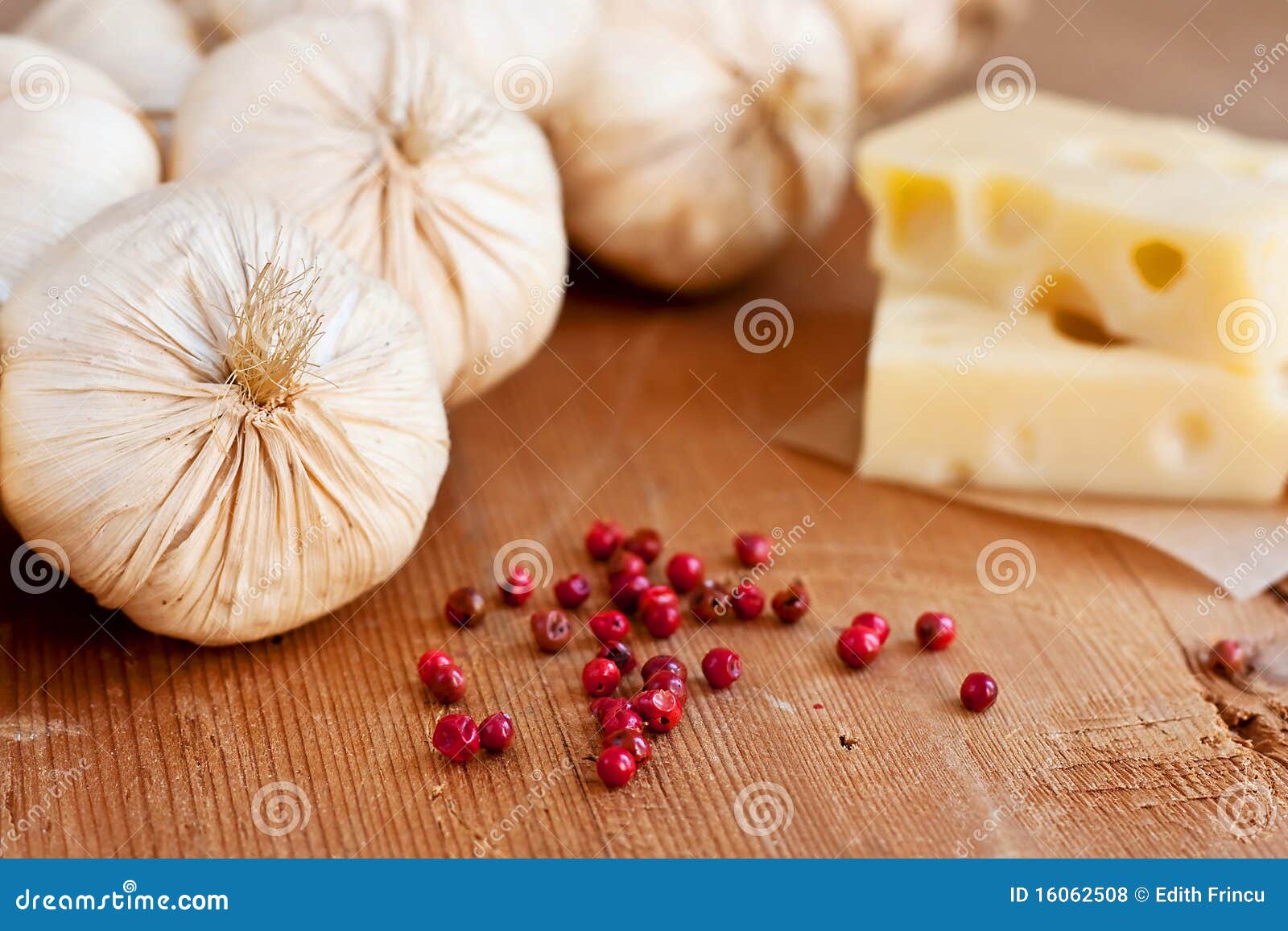 Swiss cheese and garlic stock photo. Image of cheese - 16062508