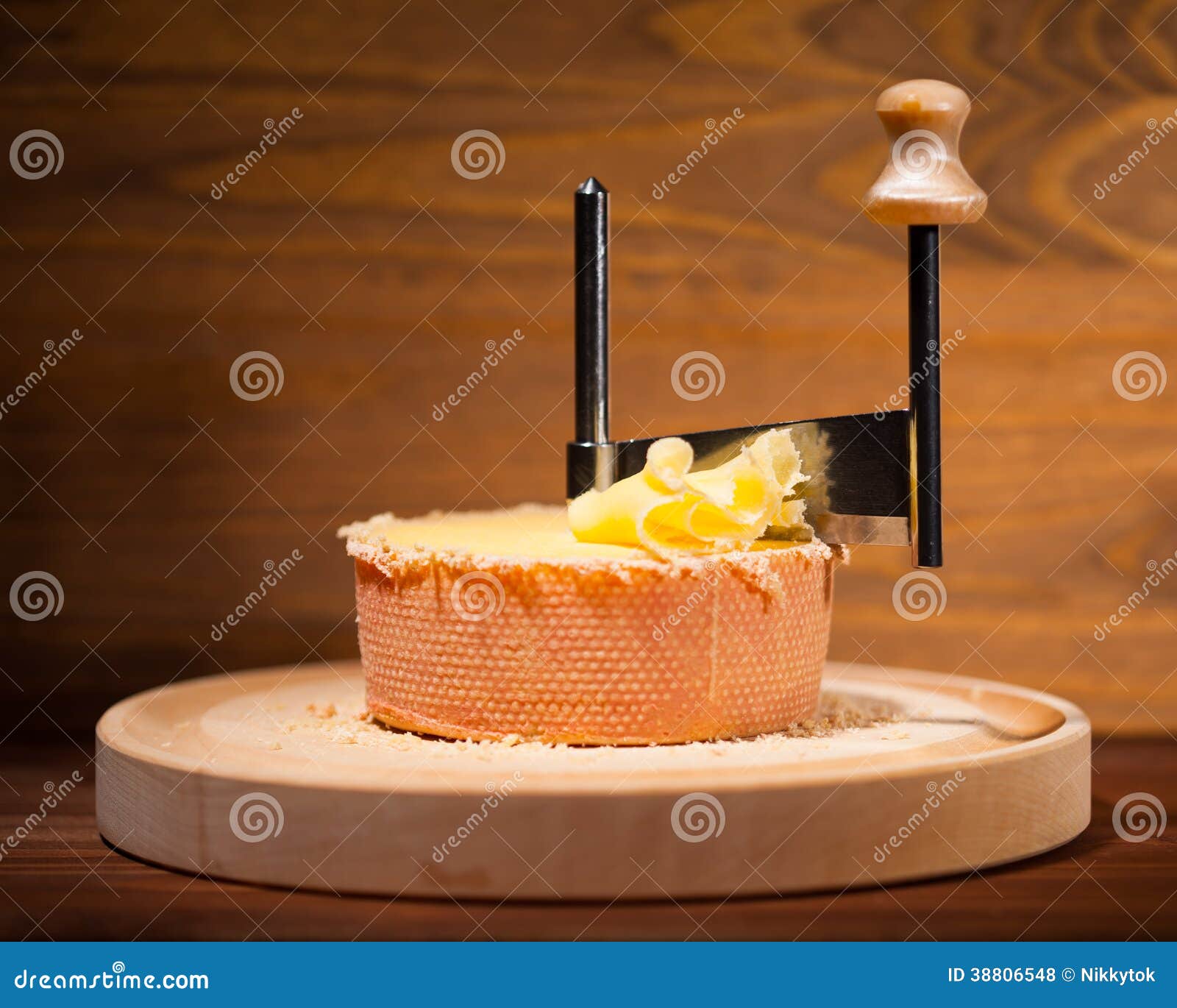 Swiss Cheese with Girolle Knife Stock Photo - Image of head, girolle ...