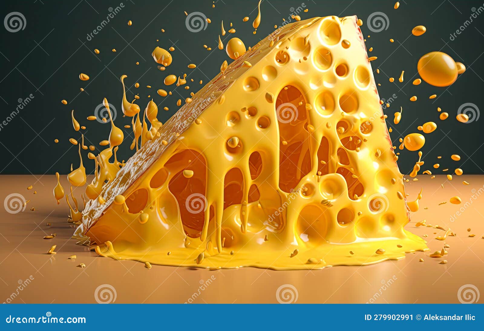 Swiss Cheese Melting and Oozing. Generative Ai Illustration Stock ...