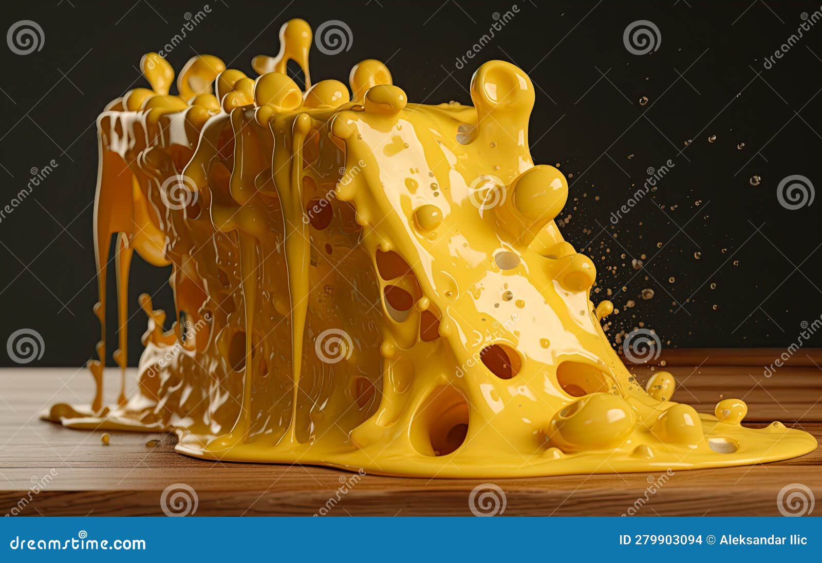 Swiss Cheese Melting and Oozing. Generative Ai Illustration Stock ...