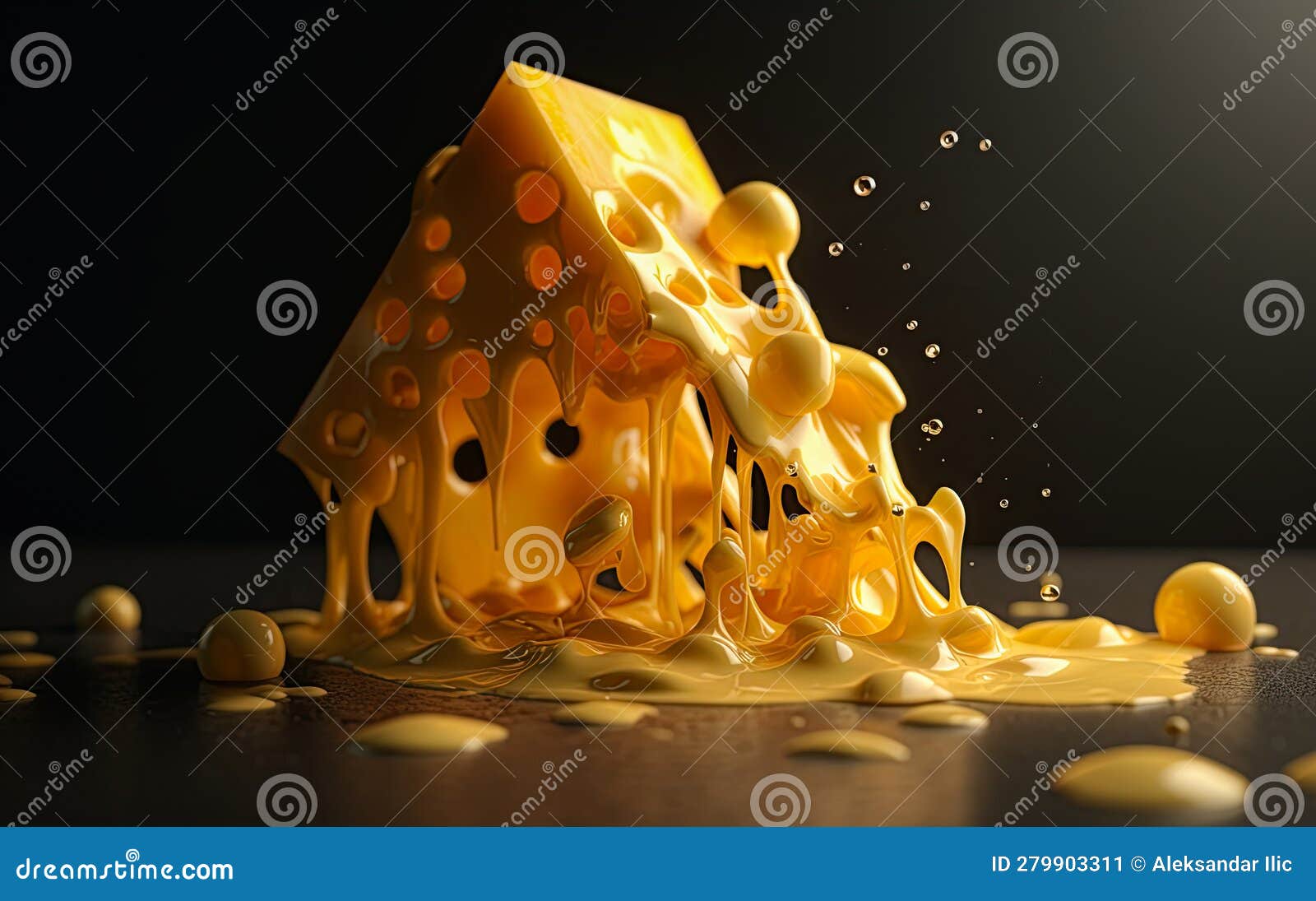 Swiss Cheese Melting and Oozing. Generative Ai Illustration Stock ...