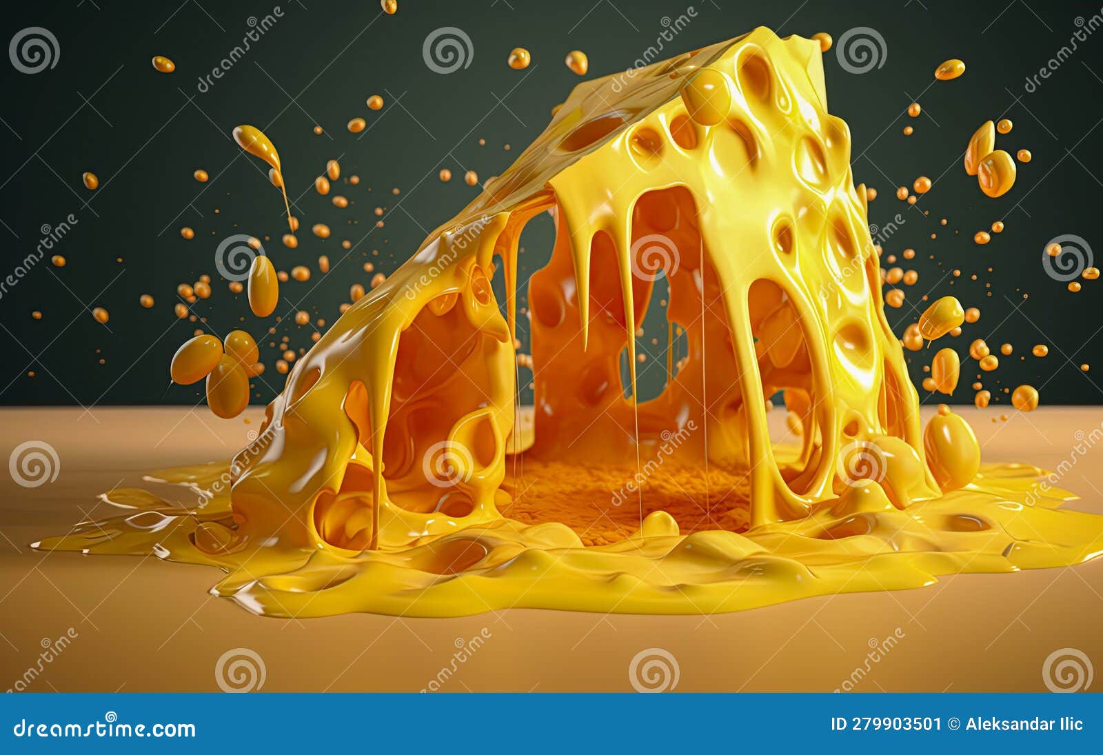 Swiss Cheese Melting and Oozing. Generative Ai Illustration Stock ...