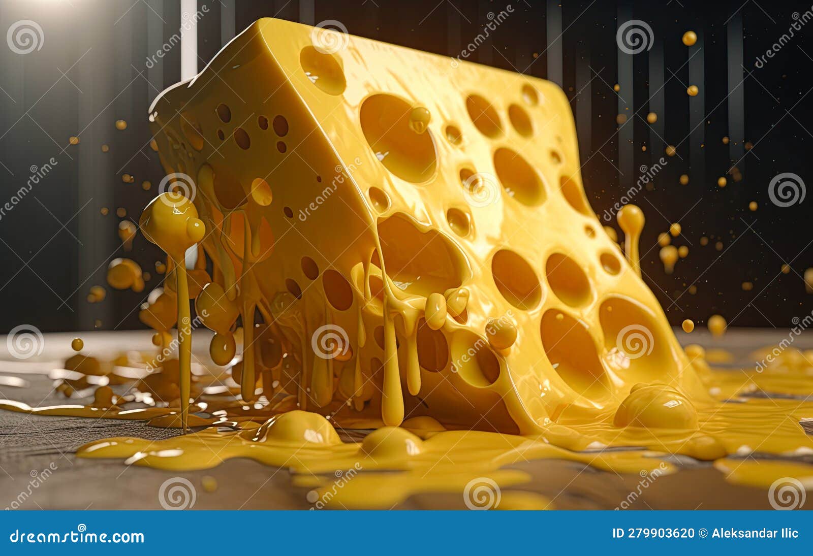 Swiss Cheese Melting and Oozing. Generative Ai Illustration Stock ...