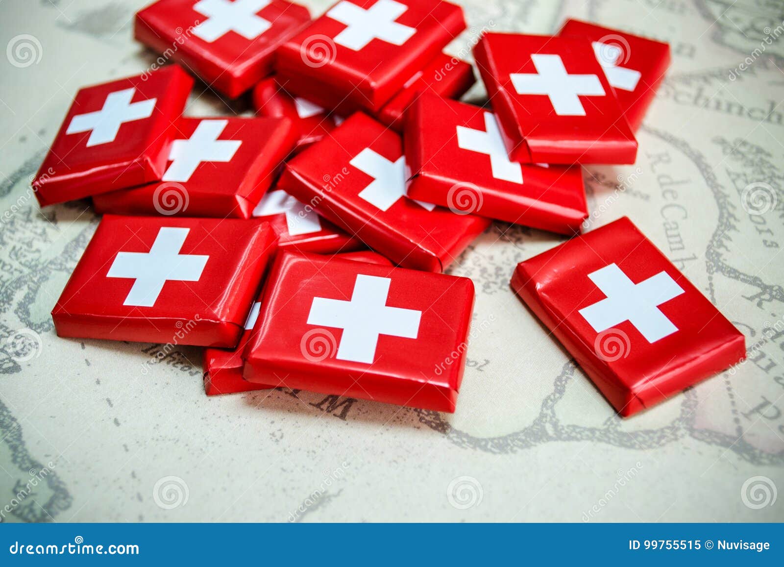 Swiss Chocolate in Swiss Flag Package Stock Image - Image of ethnic ...