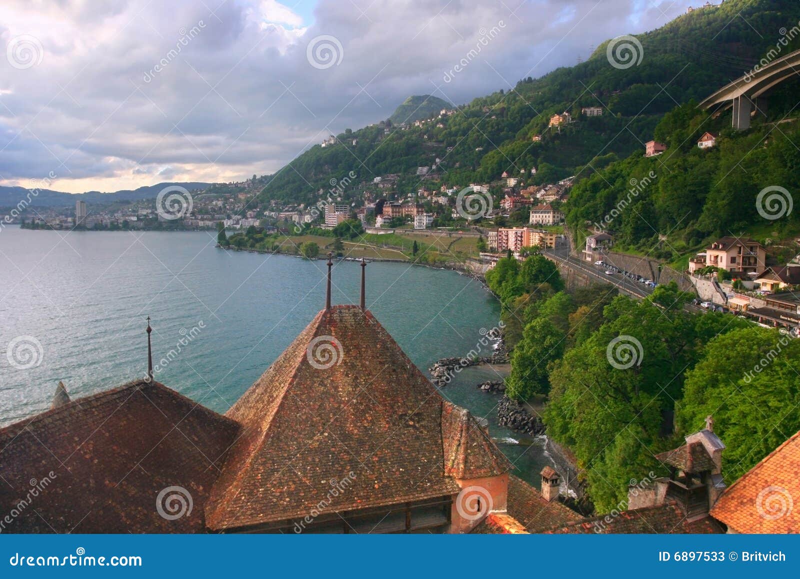 Swiss city Montreux editorial stock photo. Image of medieval - 6897533