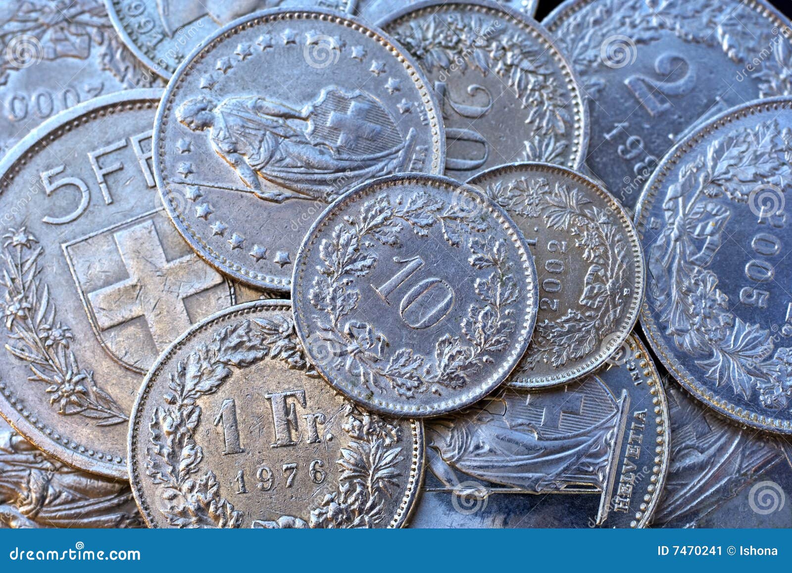 Swiss coins stock image. Image of economic, circle, silver - 7470241