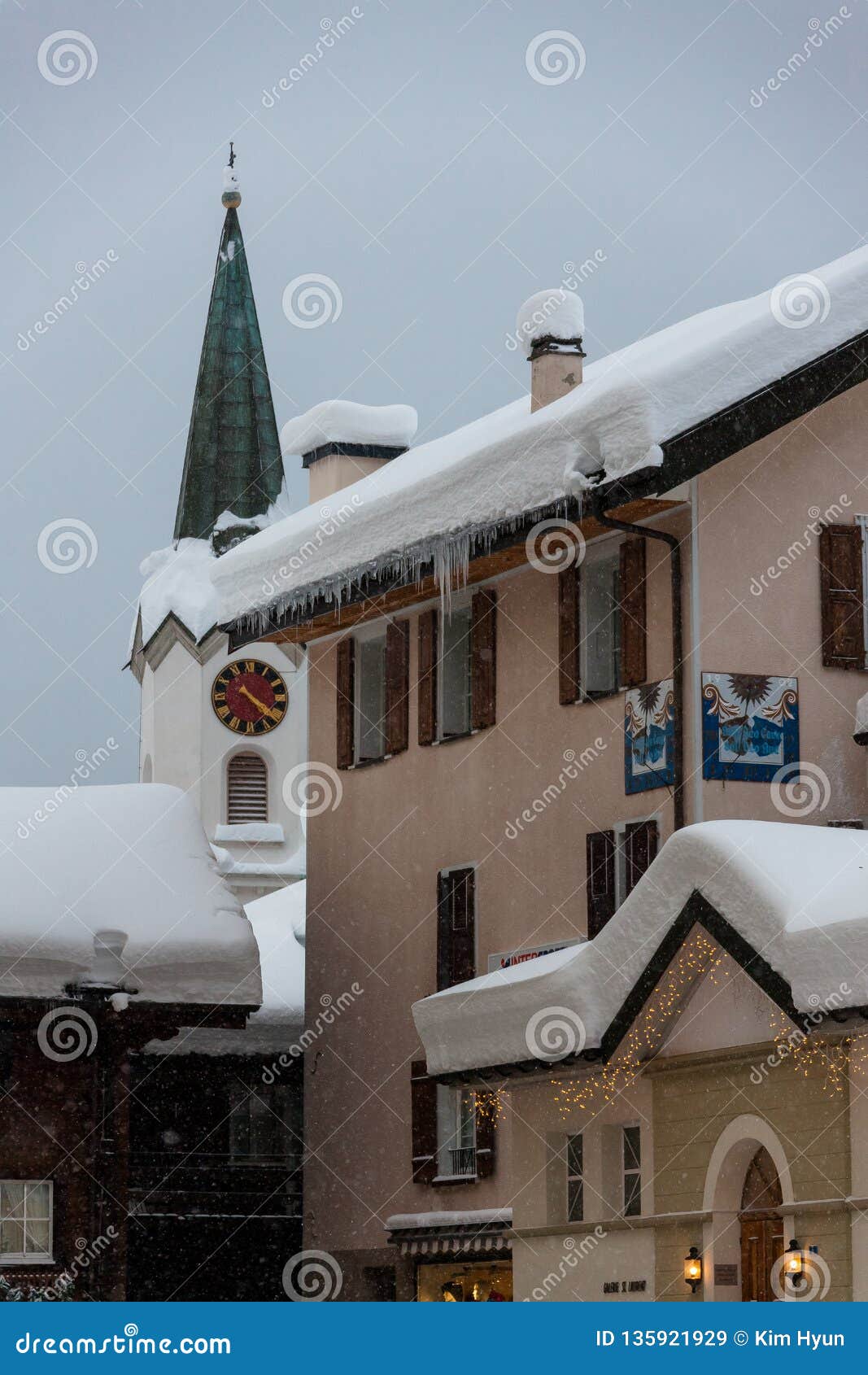 Swiss Cold Winter Buildings Editorial Stock Image - Image of building ...