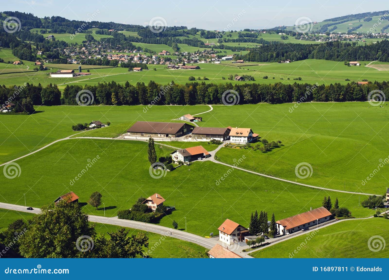 Swiss Countryside stock image. Image of grazing, farmhouse - 16897811