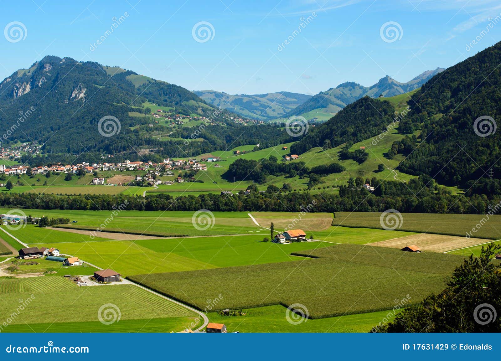 Swiss Countryside stock image. Image of grass, hills - 17631429