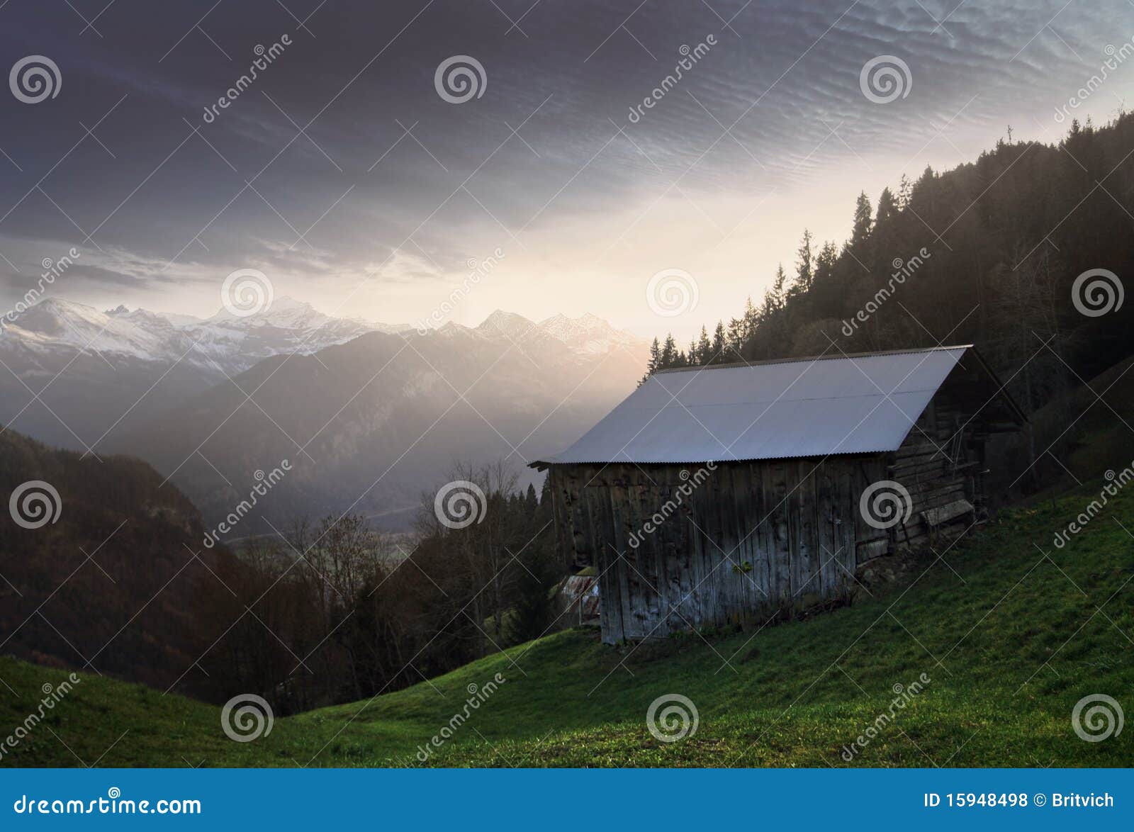 Swiss evening in Alps stock photo. Image of country, cloud - 15948498