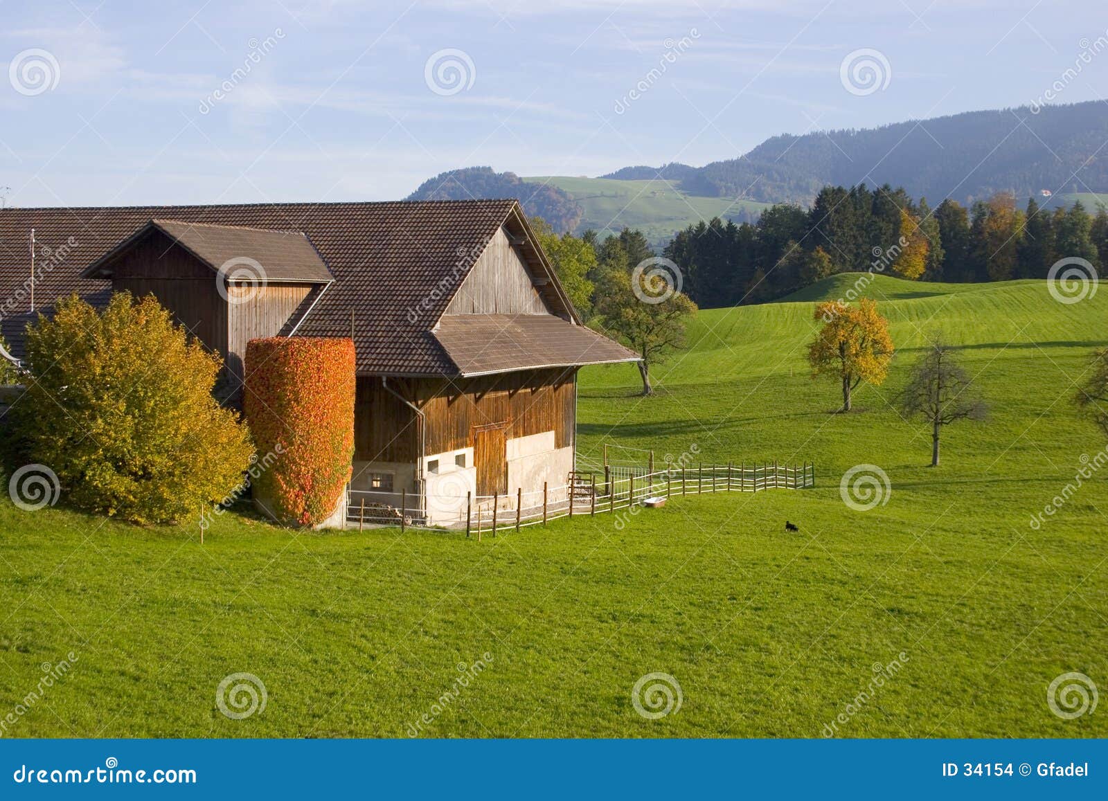 Swiss Farm I stock photo. Image of hills, autunm, switzerland - 34154