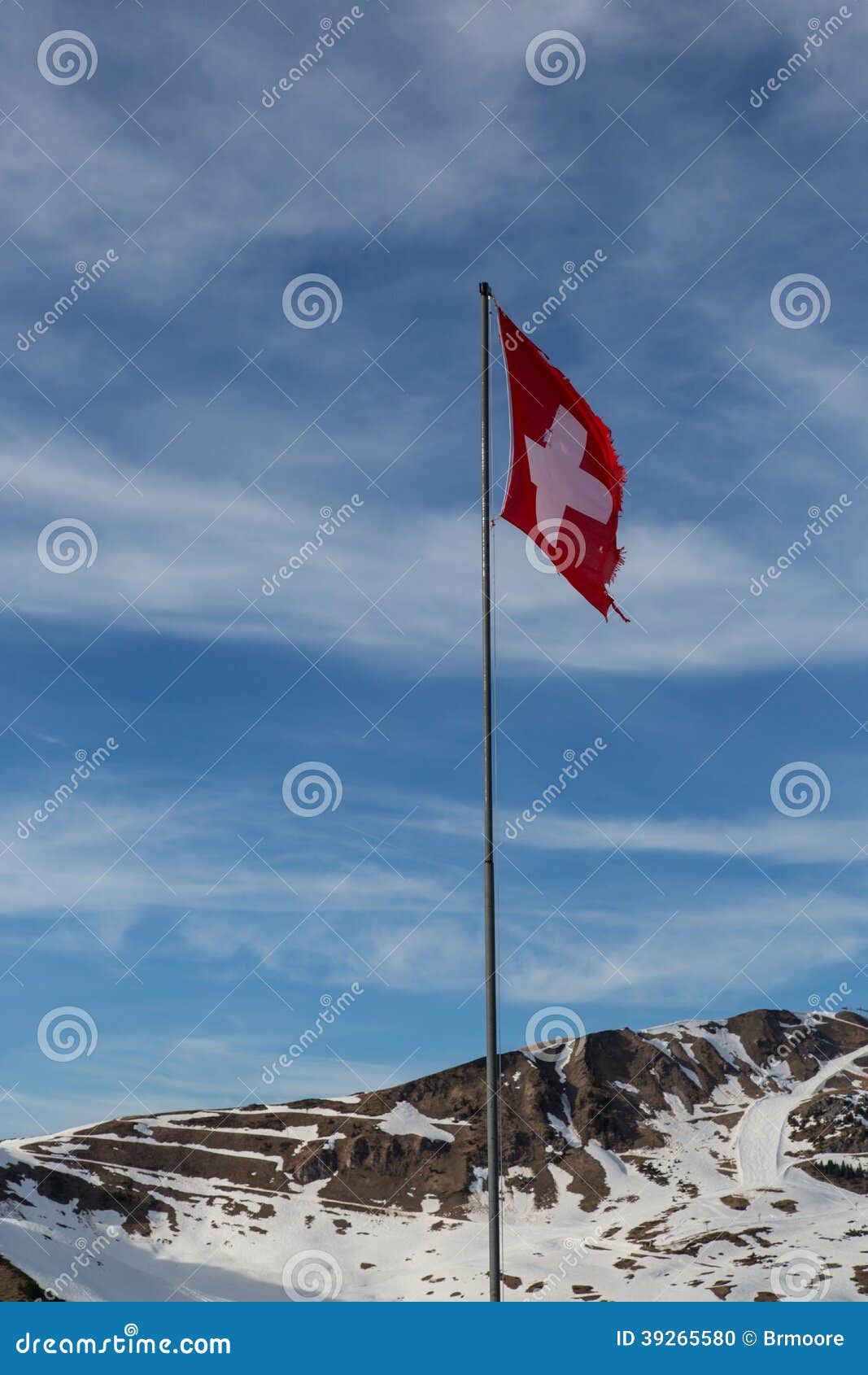 Swiss flag in the alps stock photo. Image of cable, avalanche - 39265580