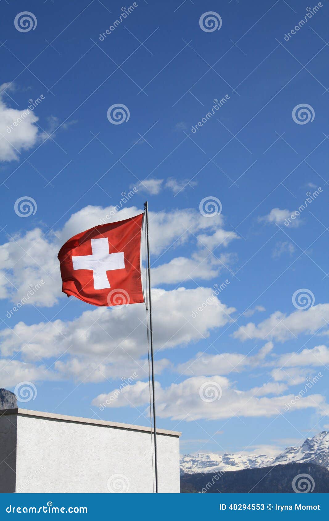 Swiss Flag stock image. Image of cloud, eiger, switzerland - 40294553
