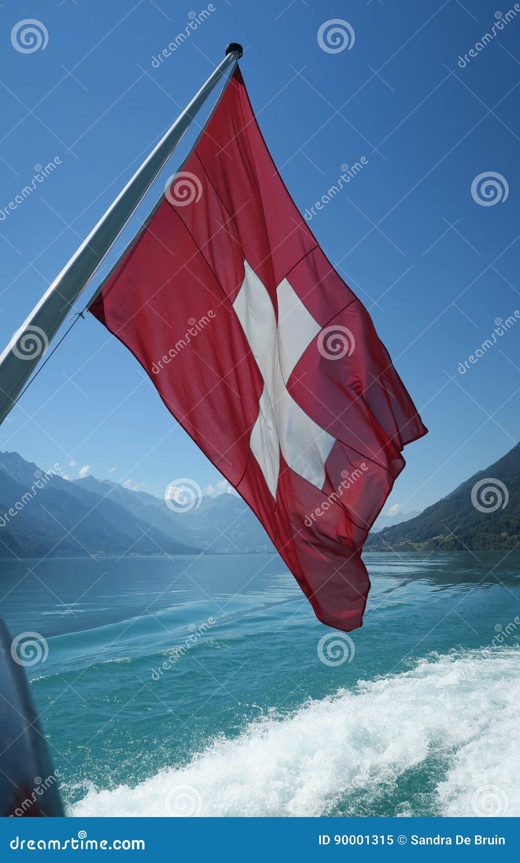 Swiss Flag on Board of a Cruise Ship Stock Image - Image of varen ...