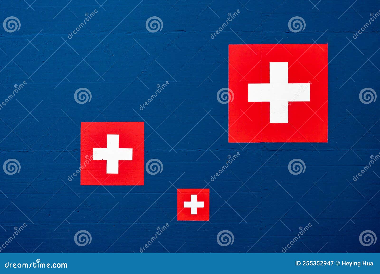 Swiss Flag Icon on Blue Wall. Abstract Backgrounds Stock Image - Image ...